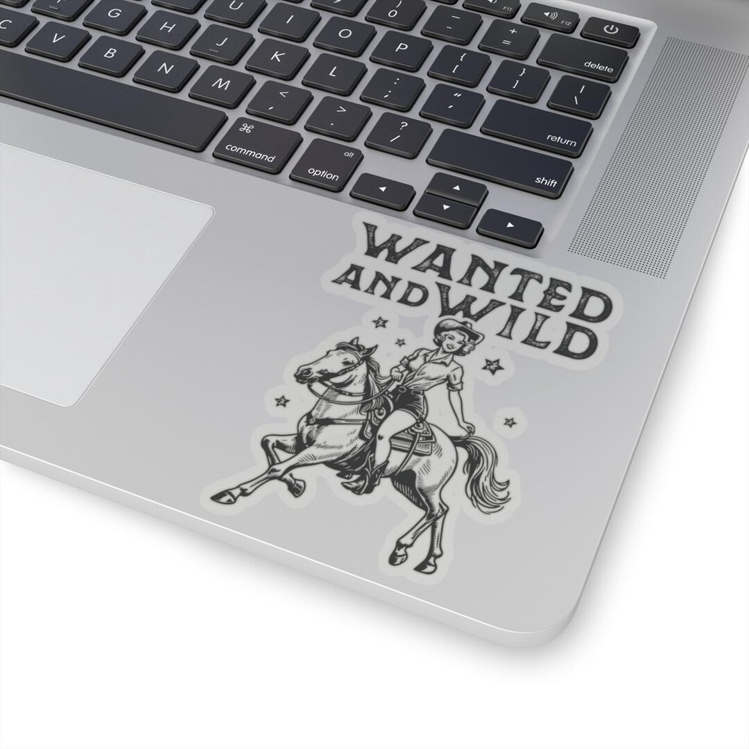Black and White Retro Cowgirl Sticker Laptop Sticker Vinyl Wanted and ...