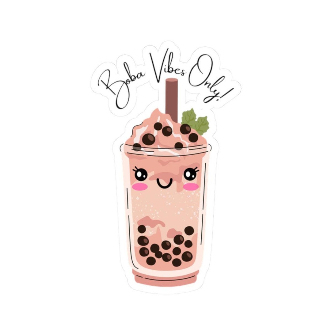 Boba Stickers, Cute Boba Vibes Only, Valentine's Day Decal, Girly Kiss ...