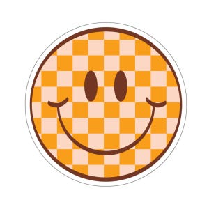 Checkered Smiley Face Sticker Happy Face Sticker Laptop Sticker Retro ...