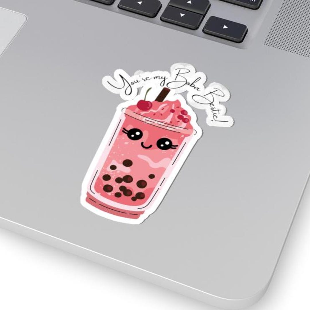 Pink Boba Tea Sticker Girly Decal Valentine Girly Sticker Kiss-cut Cute ...