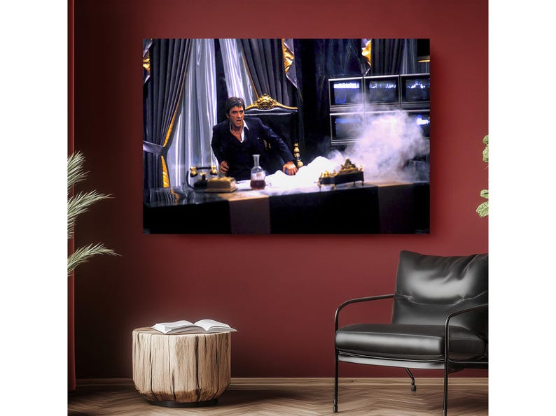 Scarface Iconic Table Scene on Canvas Print– Intense Mansion Desk Scene ...
