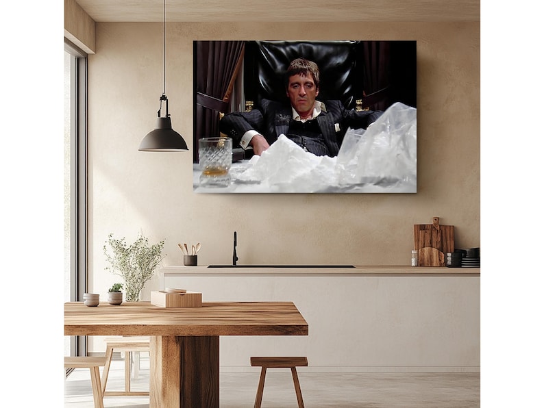 Scarface Canvas Wall Art, Tony Montana Desk Scene, Framed or Rolled ...