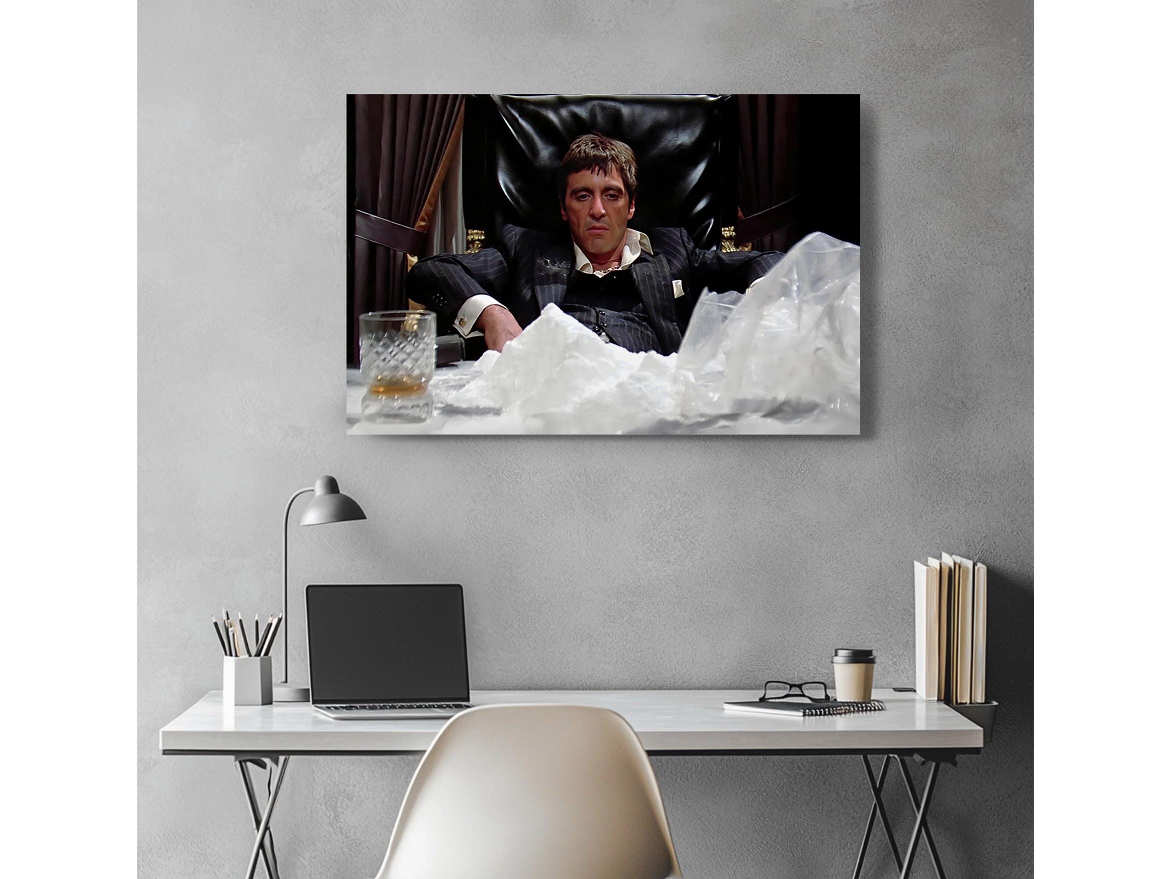 Scarface Canvas Wall Art, Tony Montana Desk Scene, Framed or Rolled ...