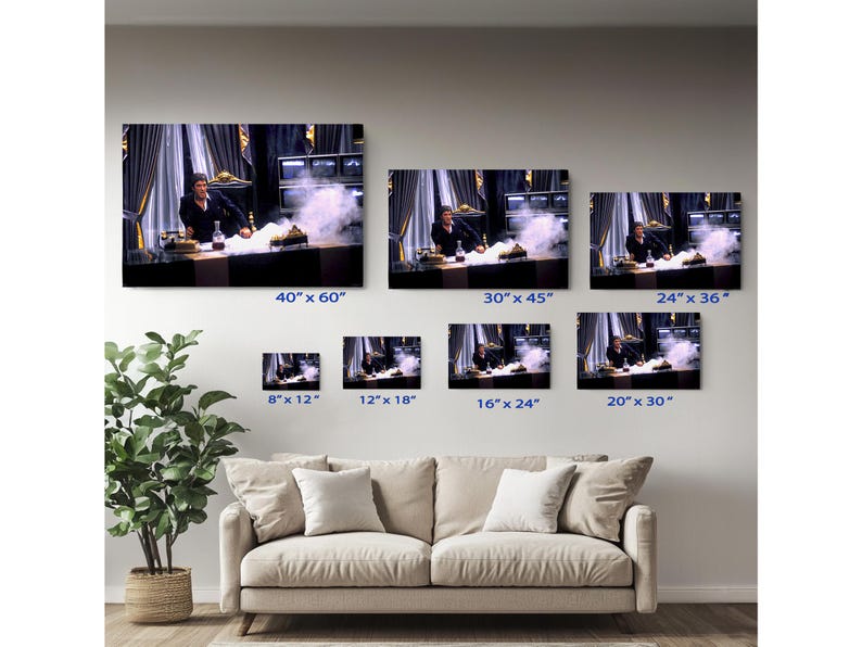 Scarface Iconic Table Scene on Canvas Print– Intense Mansion Desk Scene ...