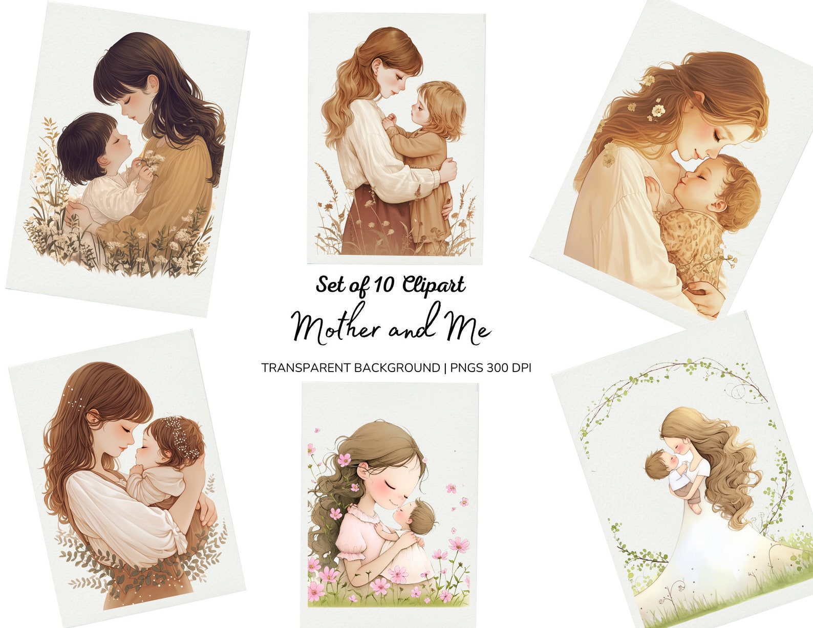 Mommy and Me Clipart PNG Mother's Day Nursery Art Transparent Pngs ...