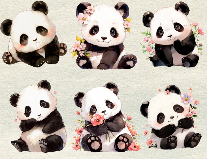 Cute Panda Clipart PNG Cute Panda Clip Art Nursery Art Transparent Pngs ...