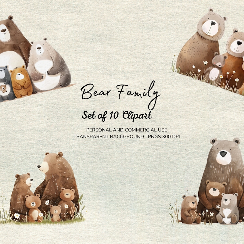 Bear Family Clipart - Etsy UK