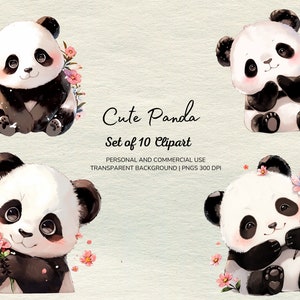 Cute Panda Clipart PNG Cute Panda Clip Art Nursery Art Transparent Pngs ...