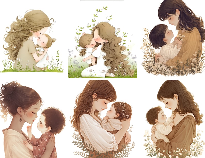 Mommy and Me Clipart PNG Mother's Day Nursery Art Transparent Pngs ...