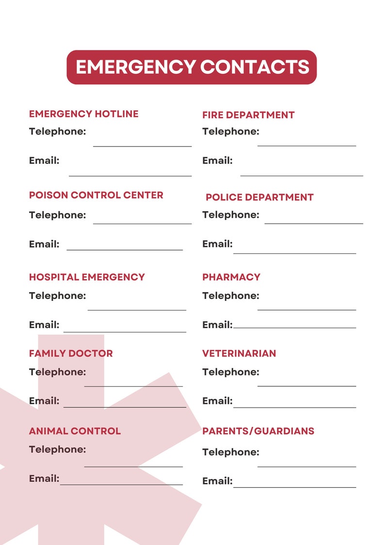 Emergency Contact List - Etsy