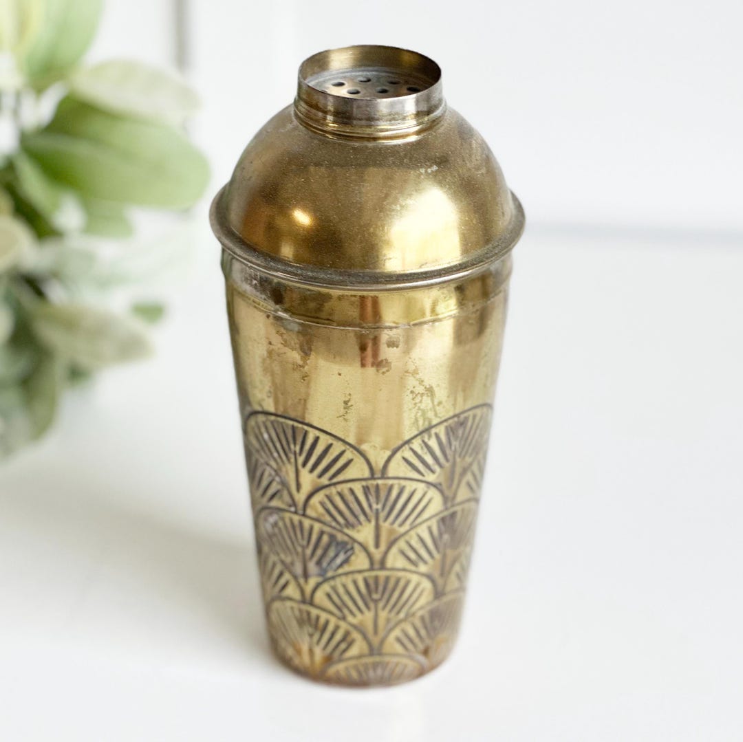 Vintage Cocktail Shaker, Mid Century Brass Cocktail Shaker, Brass Bar ...