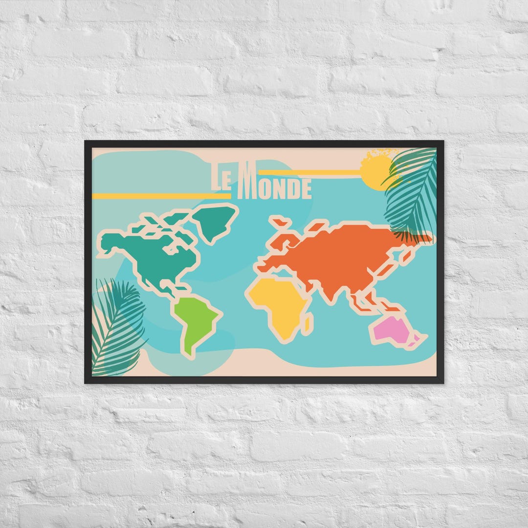 Le Monde Modern World Map Digital Download, Colorful Printable World ...