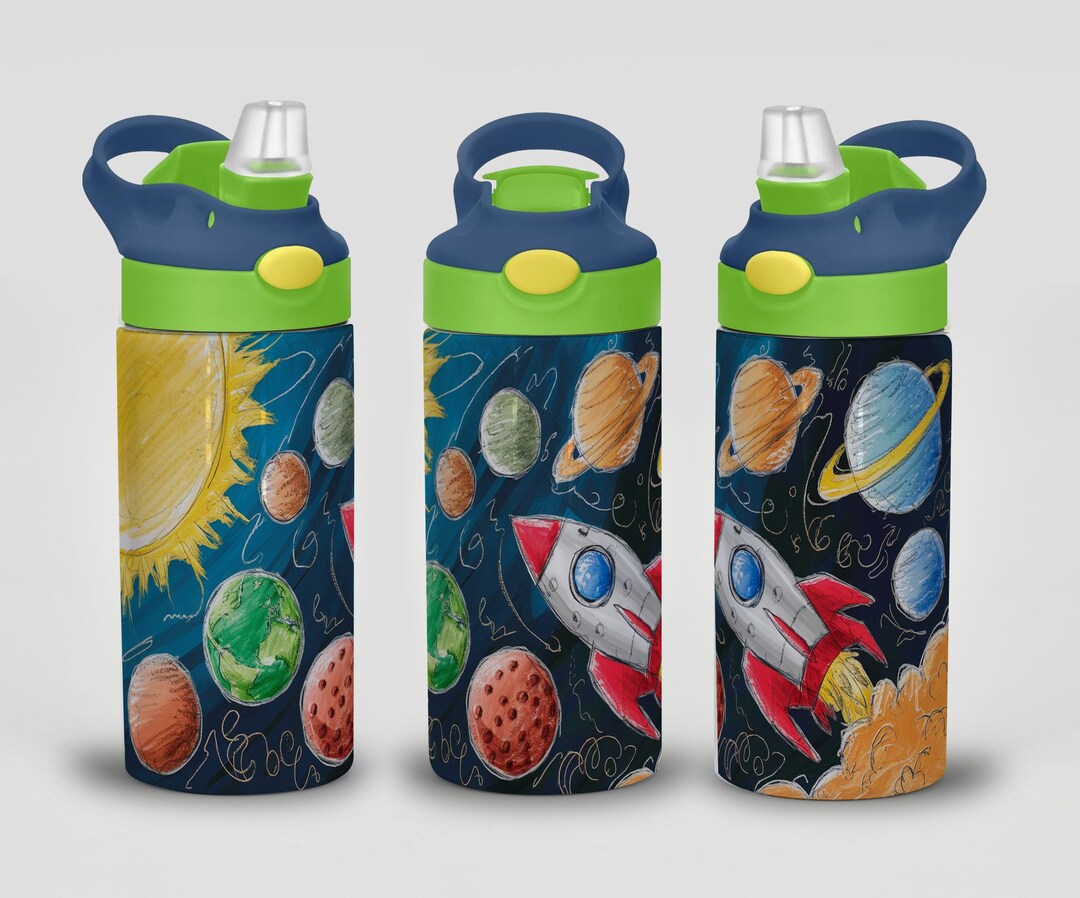 Space Kids Wrap Outer Space 12oz Kids Flip Top Sippy Cup Tumbler Wrap ...