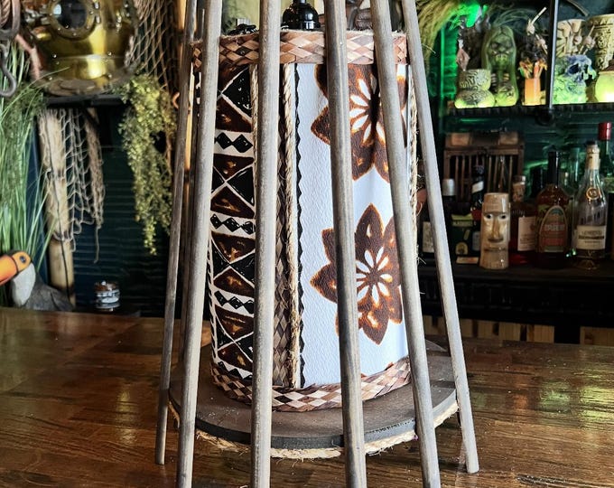 Custom Tropical Tiki Swag Lamp Tall, Round With Resin, Shells and ...