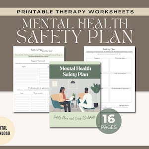 Safety Plan for Mental Health Crisis Worksheets, Self Harm and Suicide ...