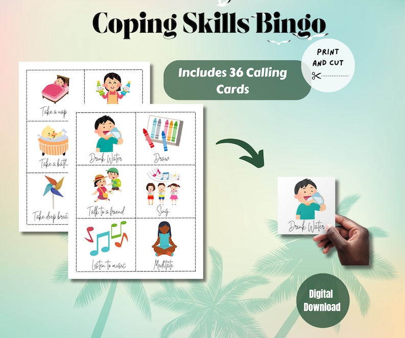 Coping Skills Bingo for Kids, Mental Health Games for Emotional ...
