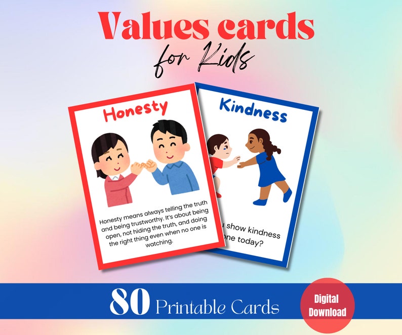 Core Values Cards for Kids, Acceptance and Commitment Therapy Cards ...