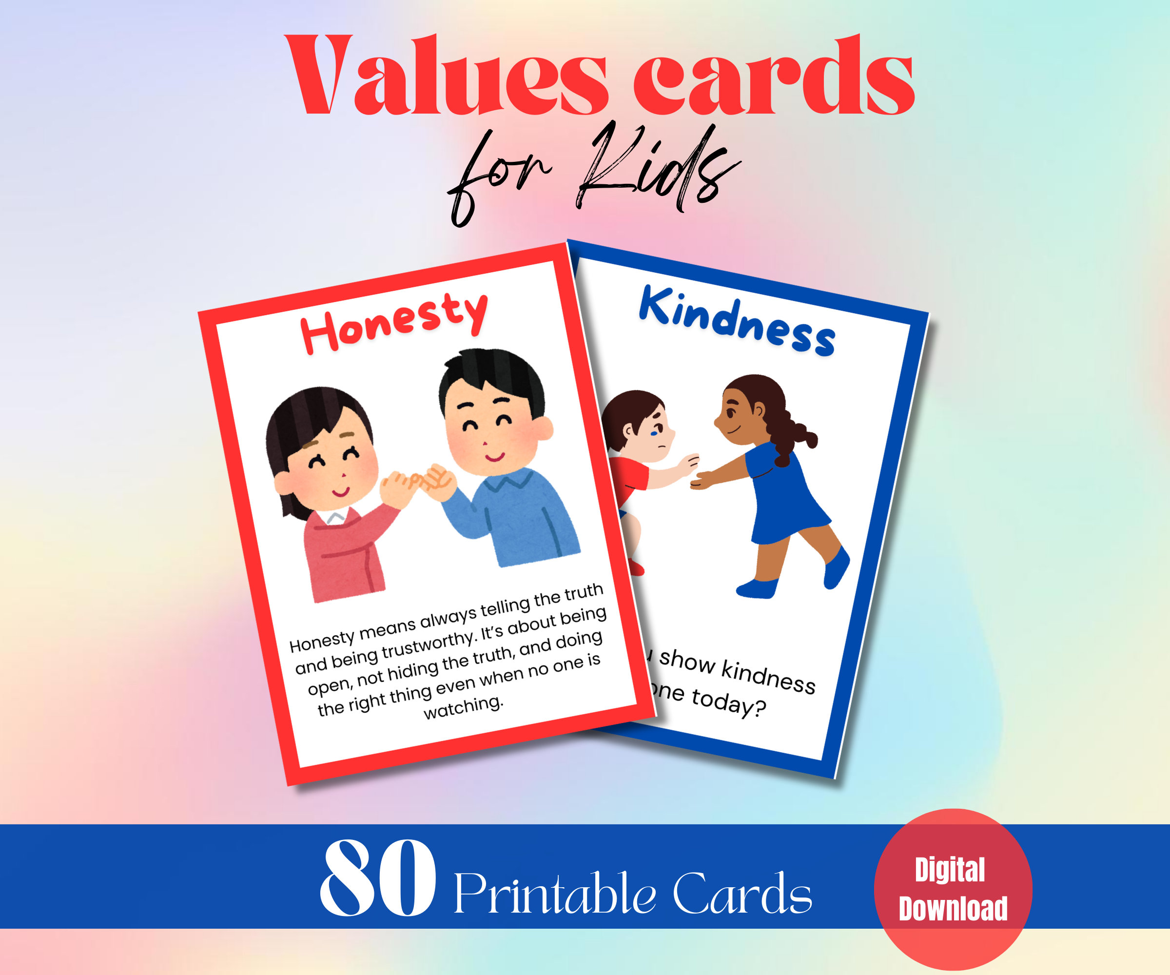 Core Values Cards for Kids, Acceptance and Commitment Therapy Cards ...