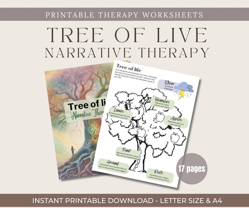 Tree of Life Narrative Therapy Worksheets, Trauma Processing, Mental ...