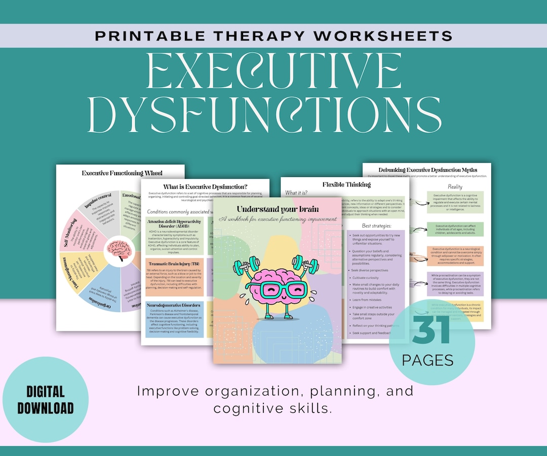 Executive Functioning Wheel Worksheets, ADHD Mental Health, Autism ...
