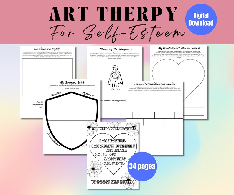 Art Therapy Activities for Self-esteem, Positive Affirmations Kids ...