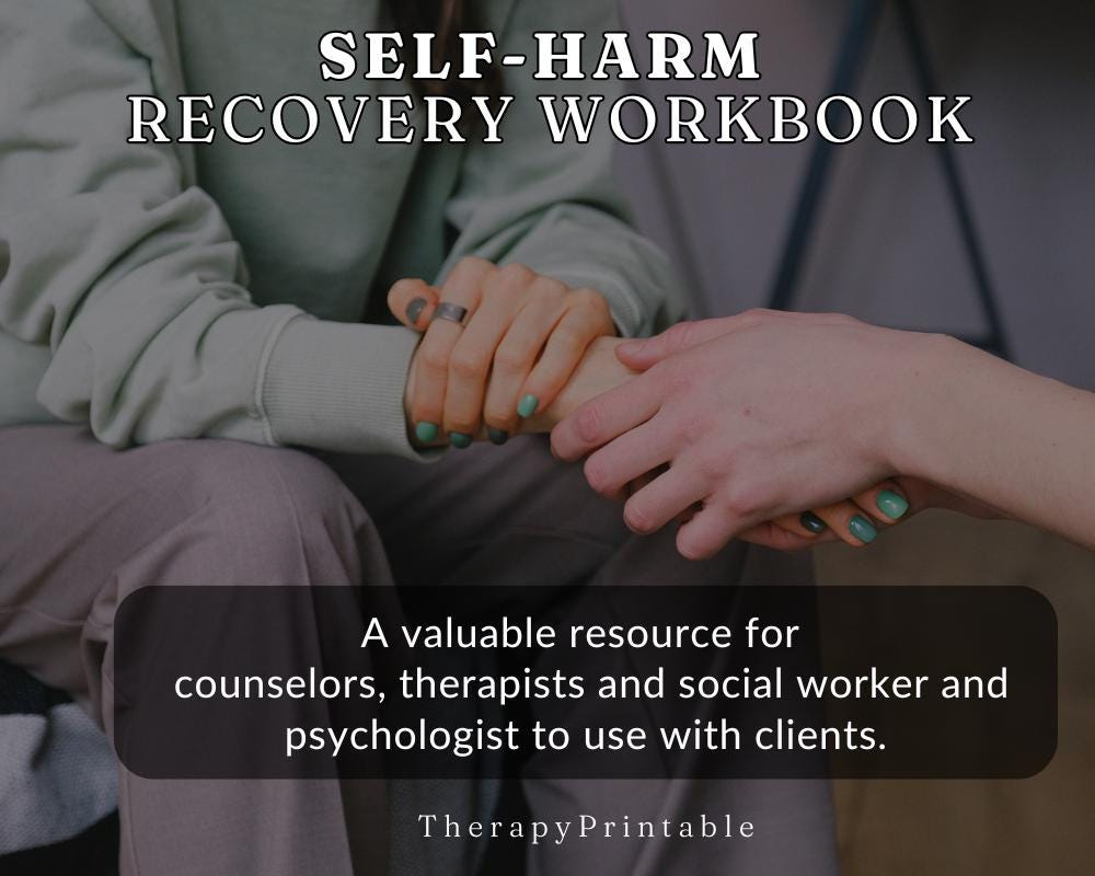Self Harm Reduction Therapy Worksheets for Teens and Adults | BPD ...
