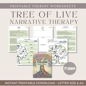 Tree of Life Narrative Therapy Worksheets, Trauma Processing, Mental ...