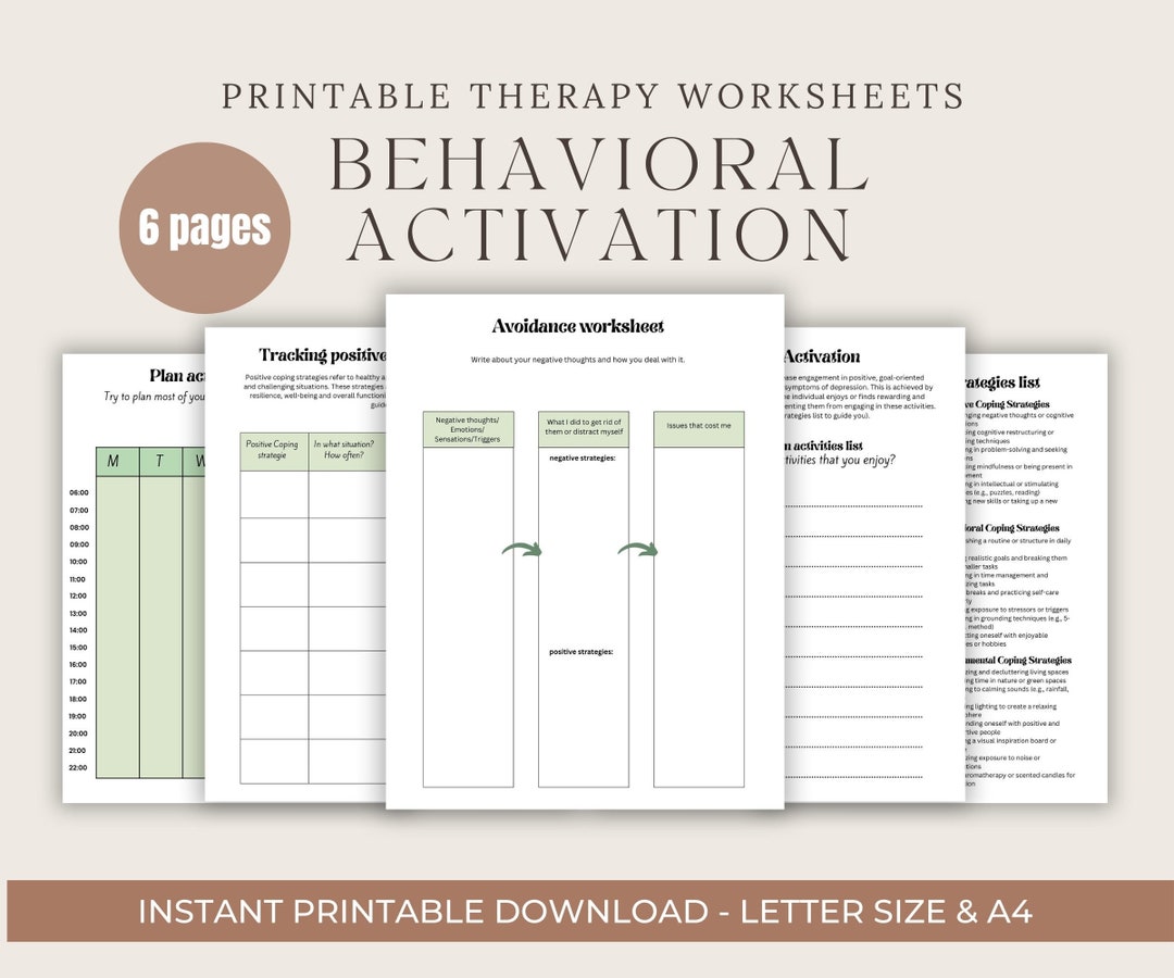 Behavioral Activation Worksheets, Mental Health, Therapy Worksheets ...