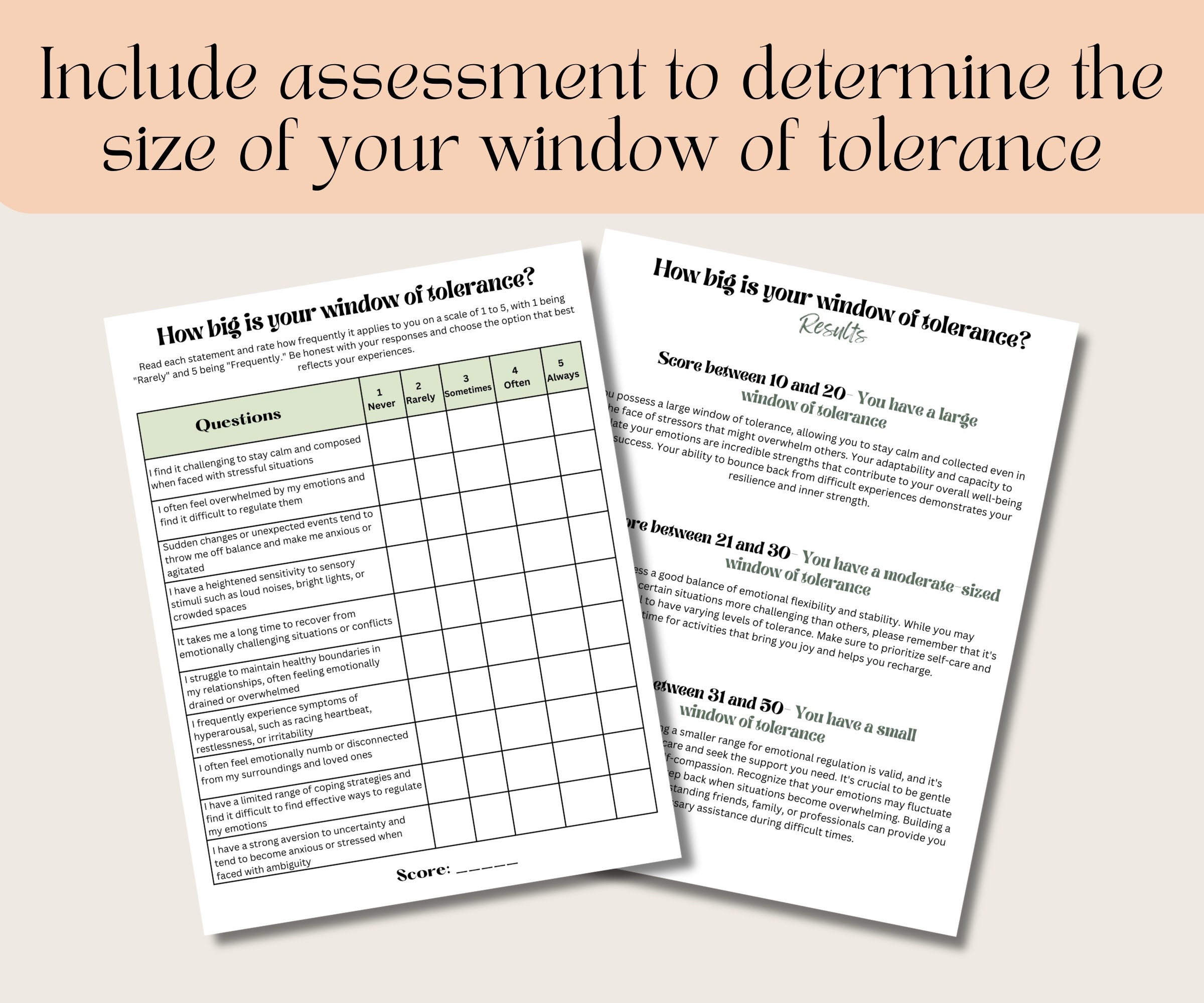 Window of Tolerance Workbook for Trauma Therapy, Ptsd Recovery Tool ...
