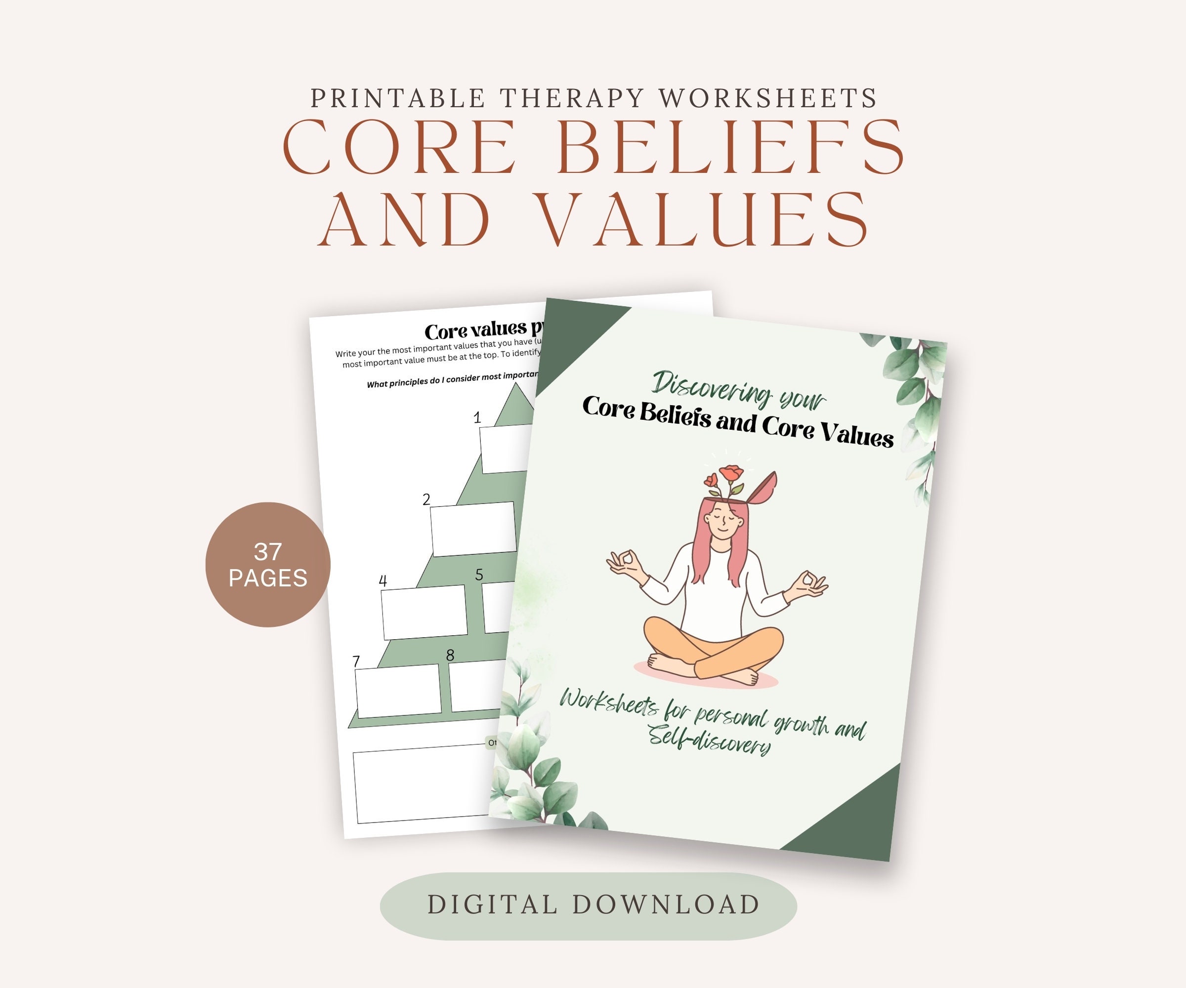 Core Beliefs and Core Values Workbook, Mental Health, Therapy Tools ...