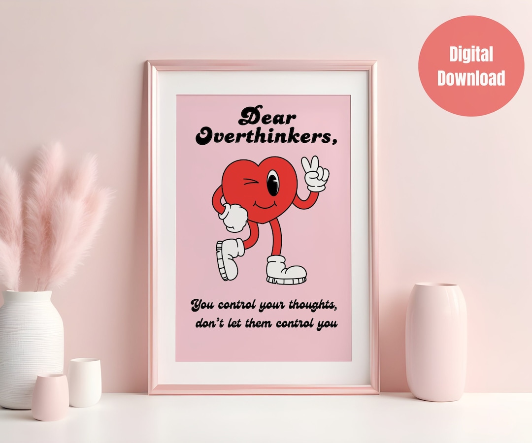 Dear Overthinkers Retro Poster, Funny Therapy Office Decor, Therapist ...
