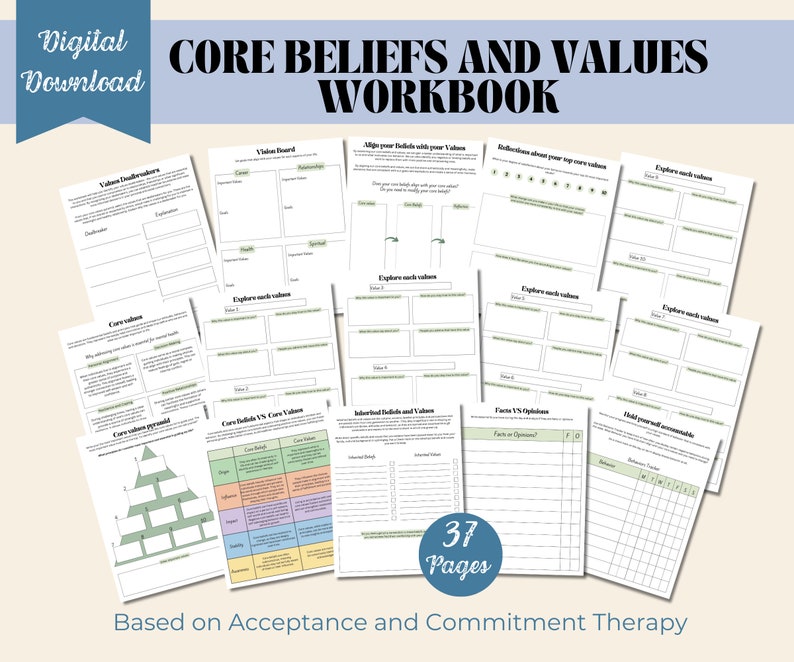 Core Beliefs and Core Values Workbook, Acceptance and Commitment ...