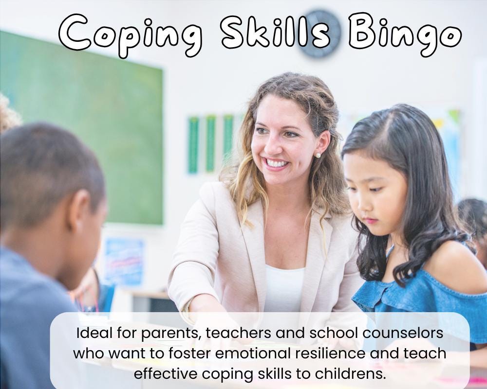 Coping Skills Bingo for Kids, Mental Health Games for Emotional ...