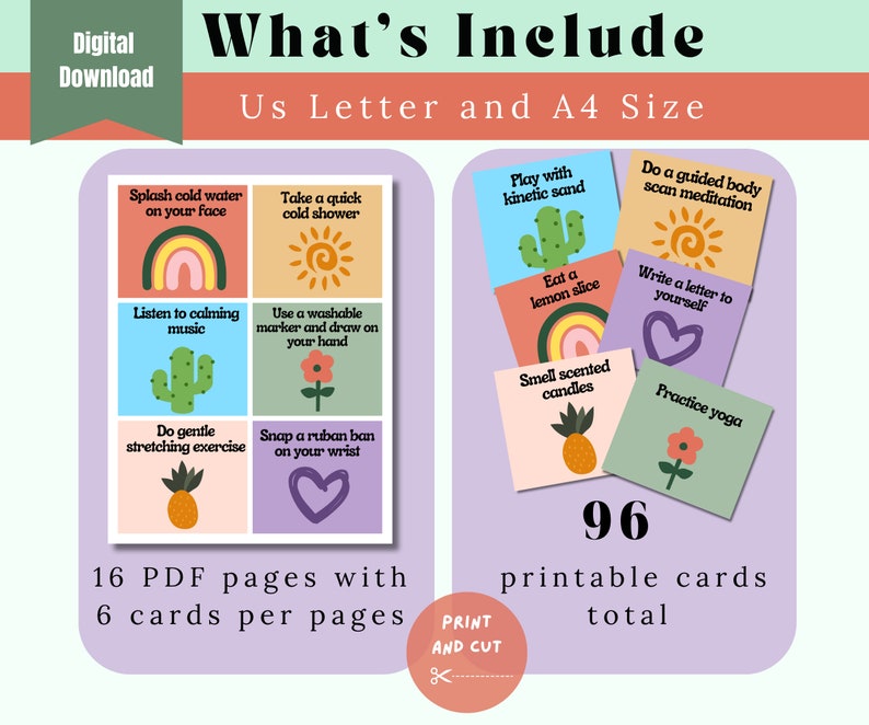 Self Harm Coping Skills Cards for Teens and Adults, Emotional ...