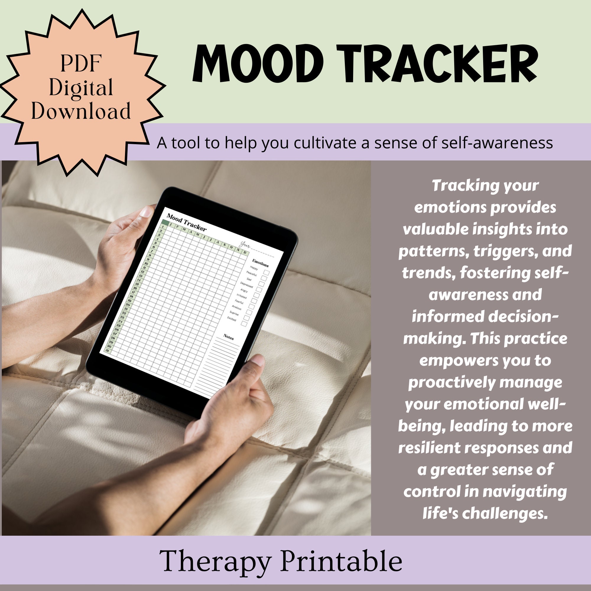 Mood Tracker, Mental Health Printable, Social Worker and School ...