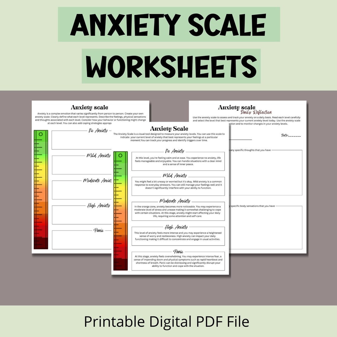 Anxiety Scale Worksheets for Social Worker and School Psychologist ...