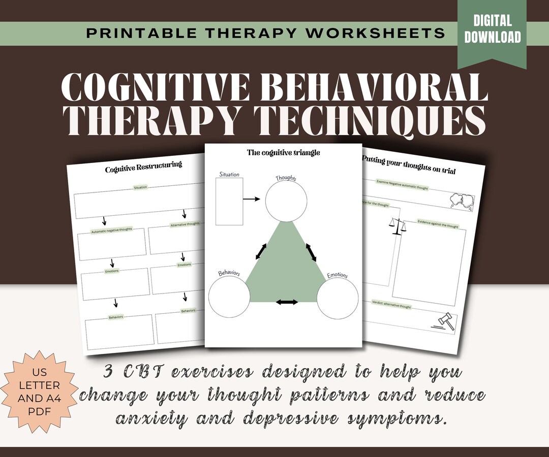 CBT Worksheets for Anxiety and Depression, Self Emotional Regulation ...