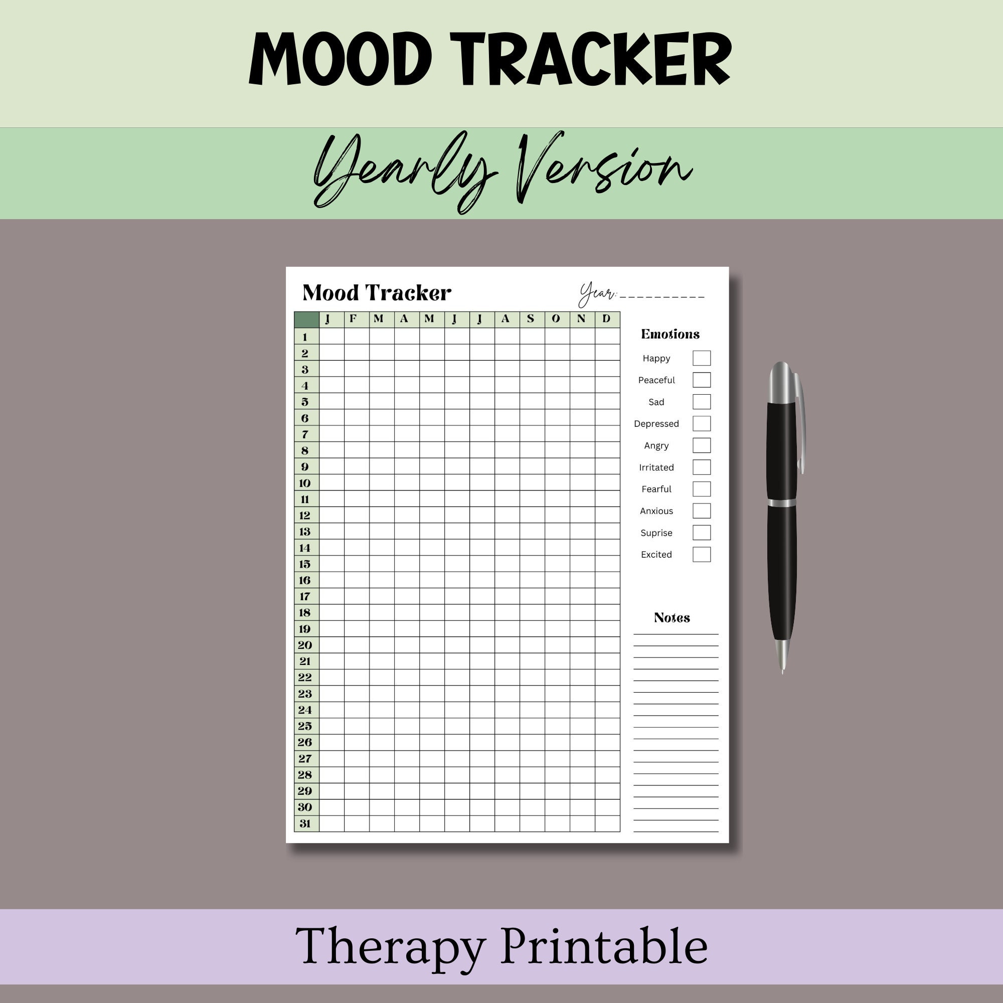 Mood Tracker, Mental Health Printable, Social Worker and School ...