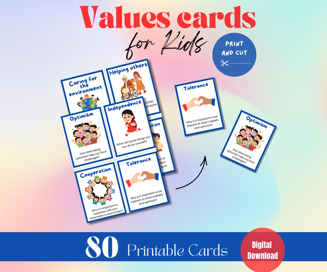 Core Values Cards for Kids, Acceptance and Commitment Therapy Cards ...