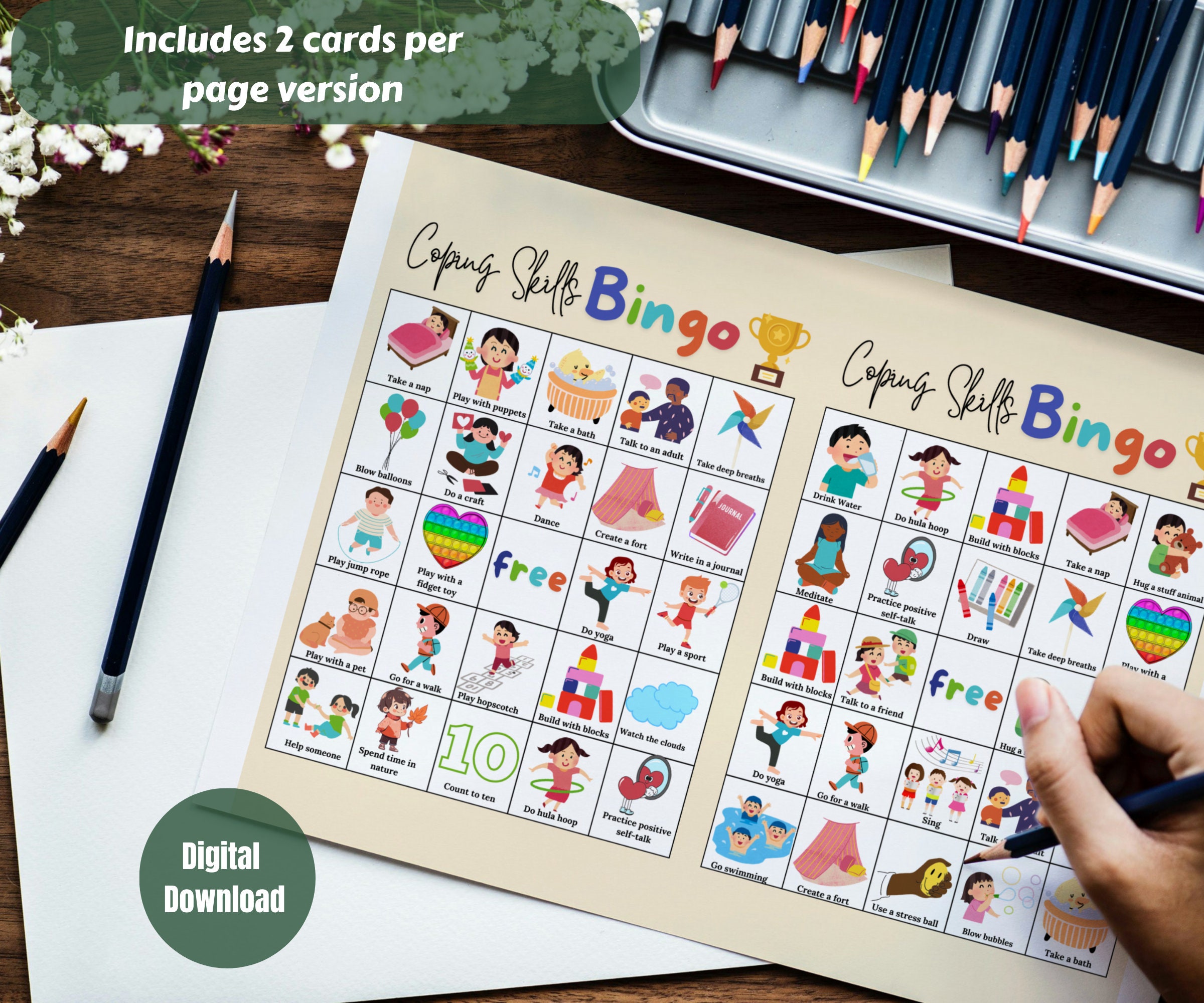 Kids Coping Skills Bingo for Group Counseling, Mental Health Game ...