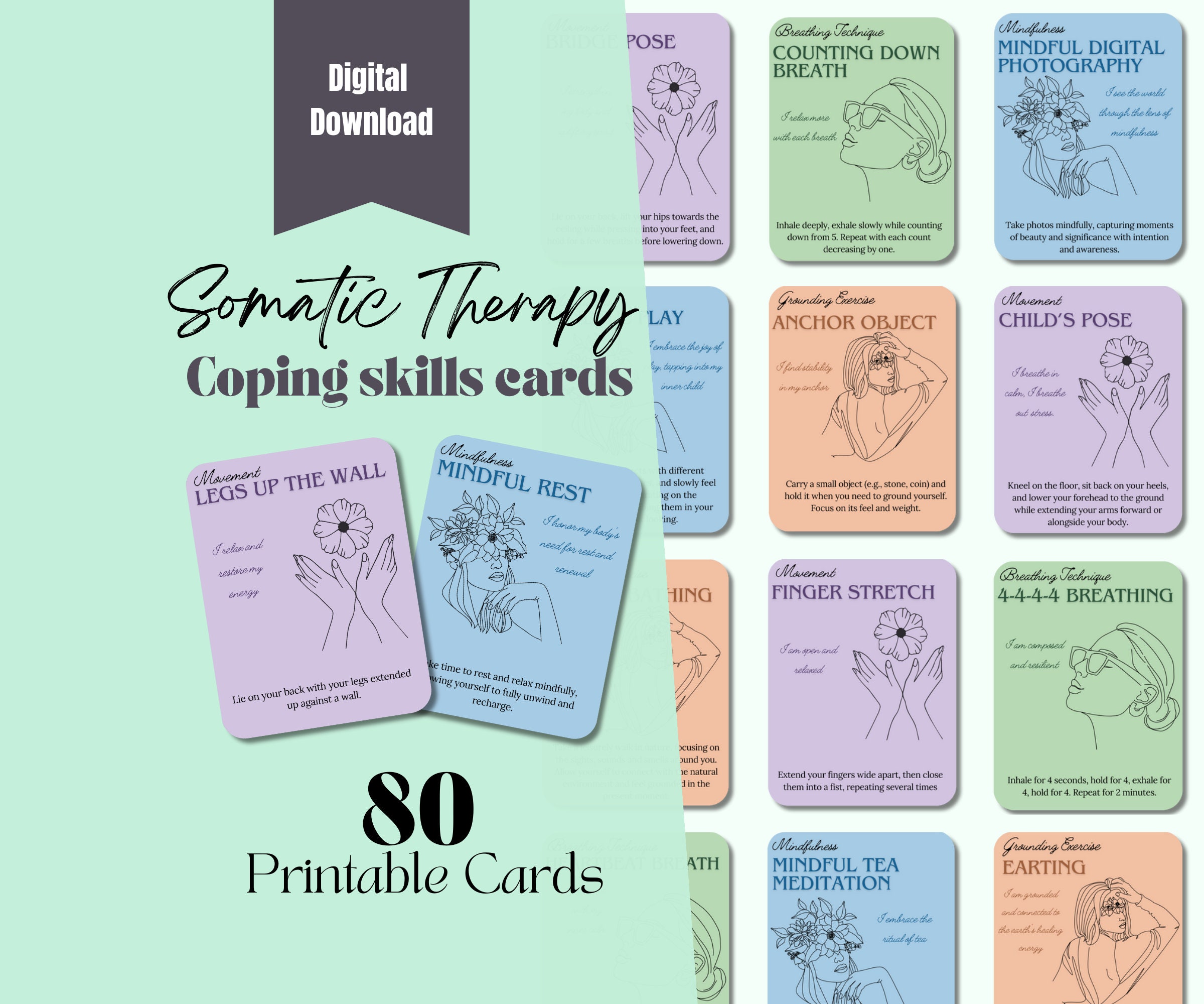 Somatic Therapy Coping Skills Cards, Emotional Regulation Resources ...