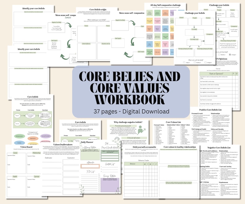 Core Beliefs and Core Values Workbook, Acceptance and Commitment ...