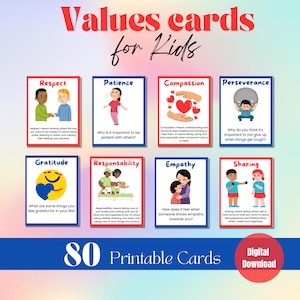 Core Values Cards for Kids, Acceptance and Commitment Therapy Cards ...
