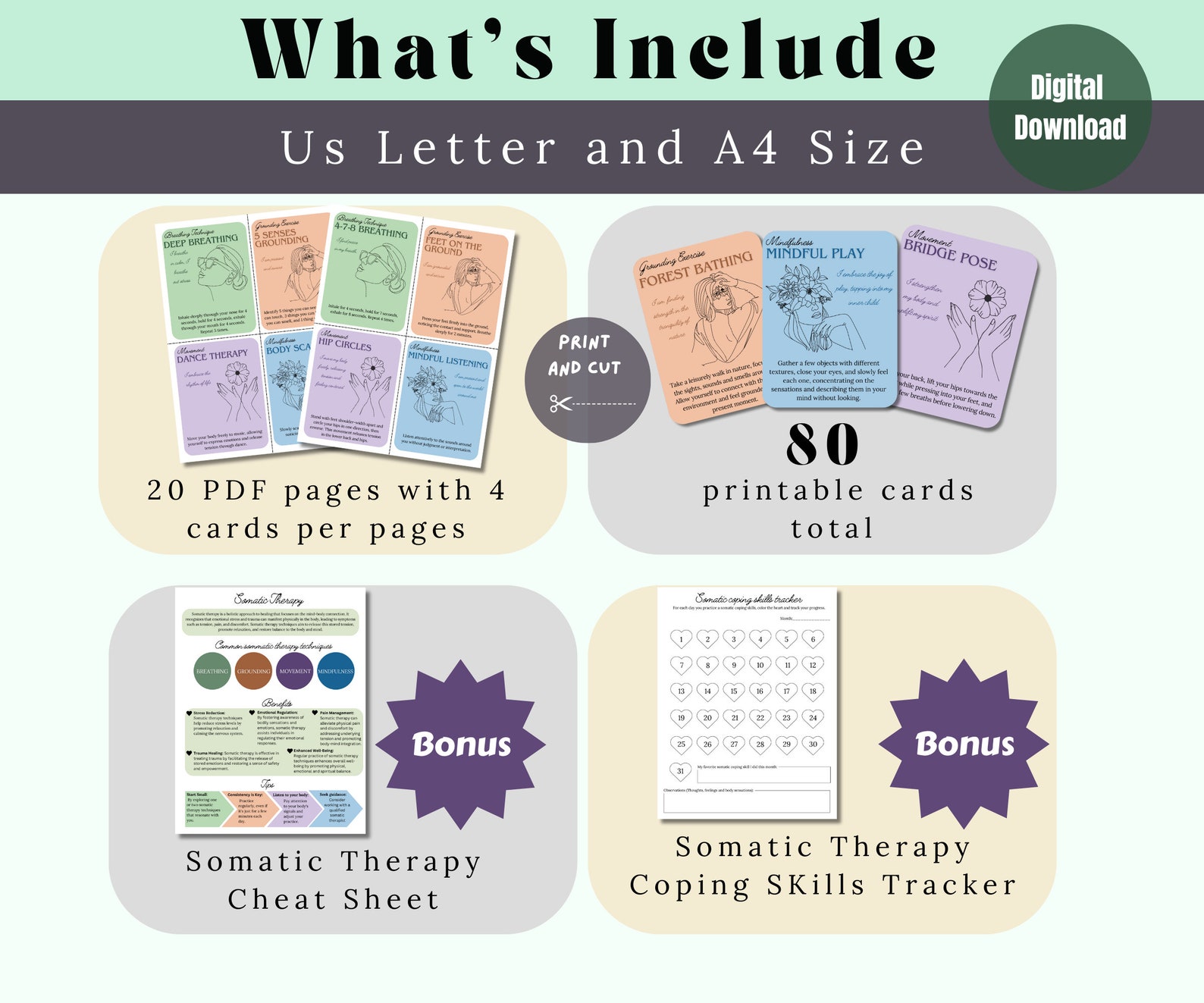 Somatic Therapy Coping Skills Cards, Emotional Regulation Resources ...