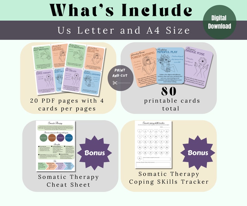 Somatic Therapy Coping Skills Cards, Emotional Regulation Resources ...