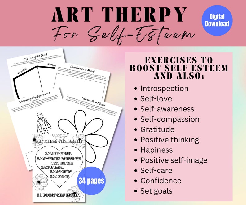 Art Therapy Activities for Self-esteem, Positive Affirmations Kids ...