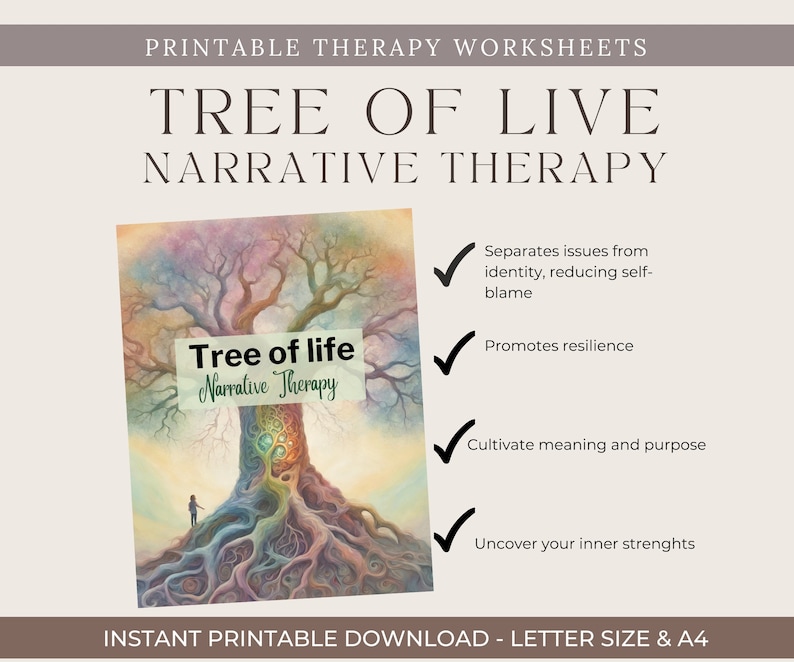 Tree of Life Narrative Therapy Worksheets, Trauma Processing, Mental ...