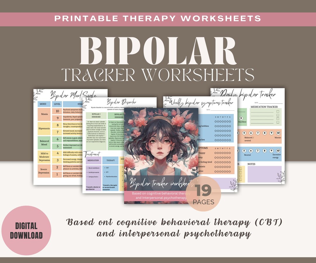 Bipolar Mood Tracker Printable Pdf, Challenge Negative and Distorted ...
