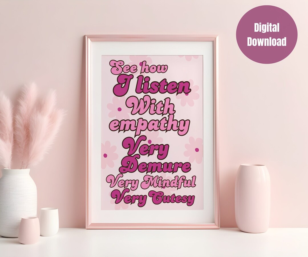 Empathy Demure Pink Retro Sign for School Counselor, Funny Groovy ...