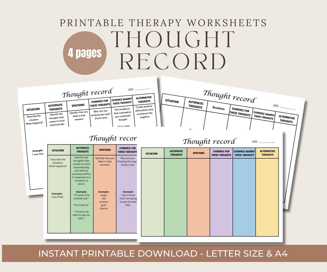 Thought Record Worksheets, School Counselor and Social Worker Resources ...
